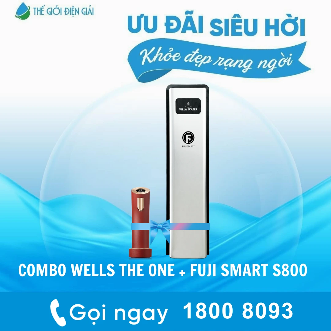Combo: Máy lọc nước nóng lạnh Wells The One và Hệ thống lọc tổng Fuji ...
