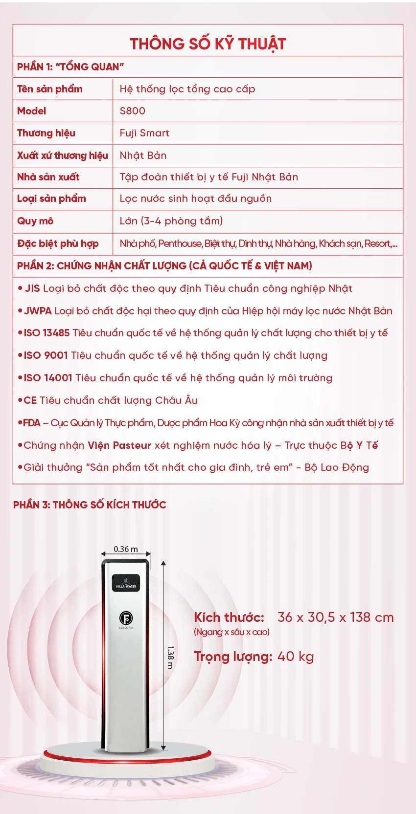 Hệ thống lọc tổng thông minh Fuji Smart S800 công nghệ lọc độc quyền số ...